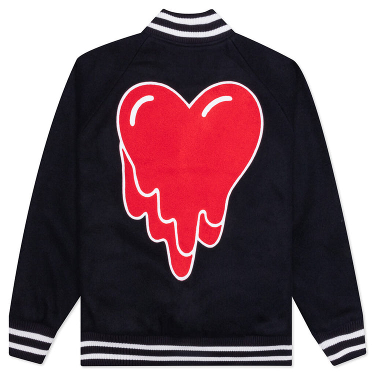 Melting Heart Varsity Jacket - Navy – Feature