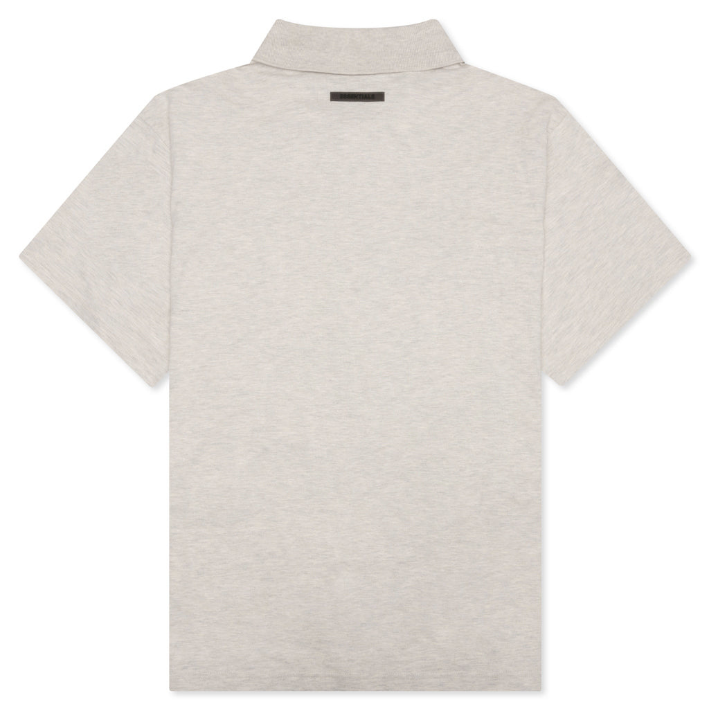 Essentials S/S Polo - Light Heather Oatmeal – Feature