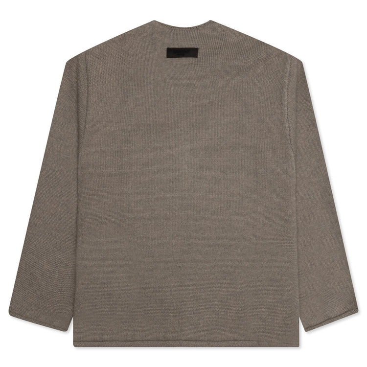 Essentials Kid's Raw Edge Sweater - Dark Oatmeal – Feature