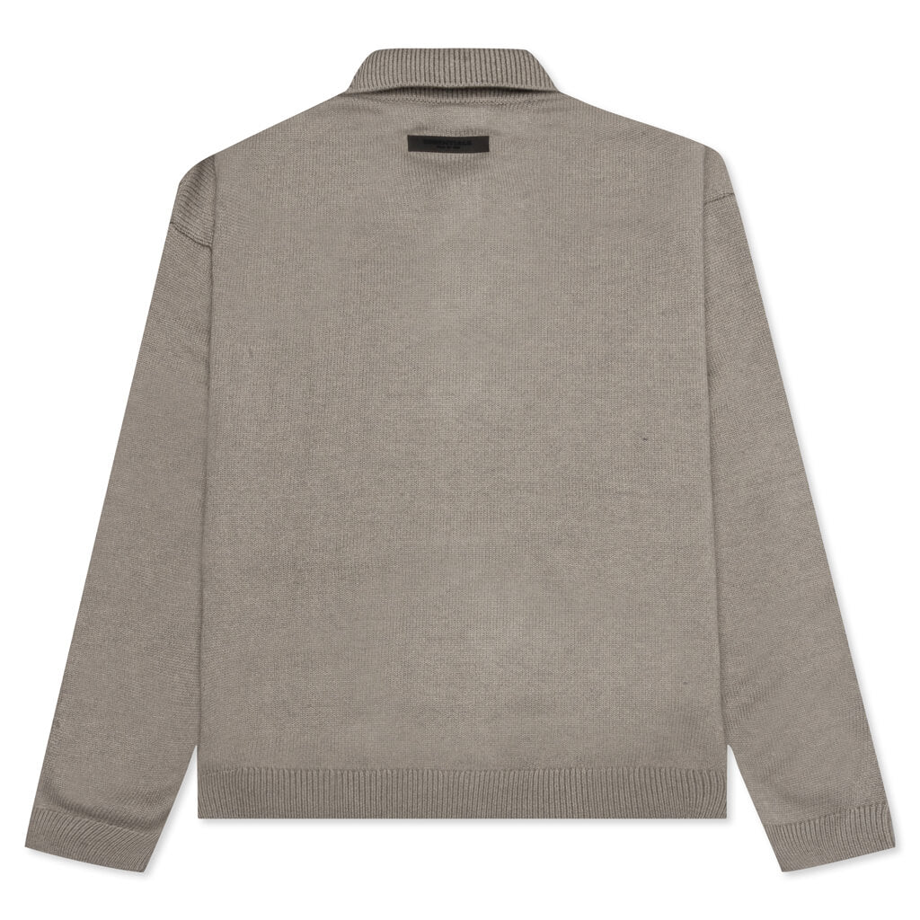 Essentials Knit L/S Polo - Dark Oatmeal – Feature