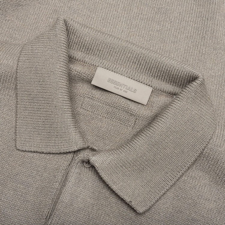 Essentials Knit L/S Polo - Dark Oatmeal – Feature