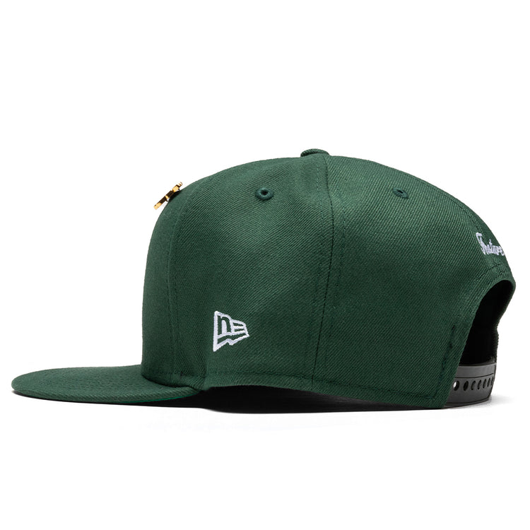 Feature x New Era Old English F Snapback Hat w/ Pin - Cilantro Green