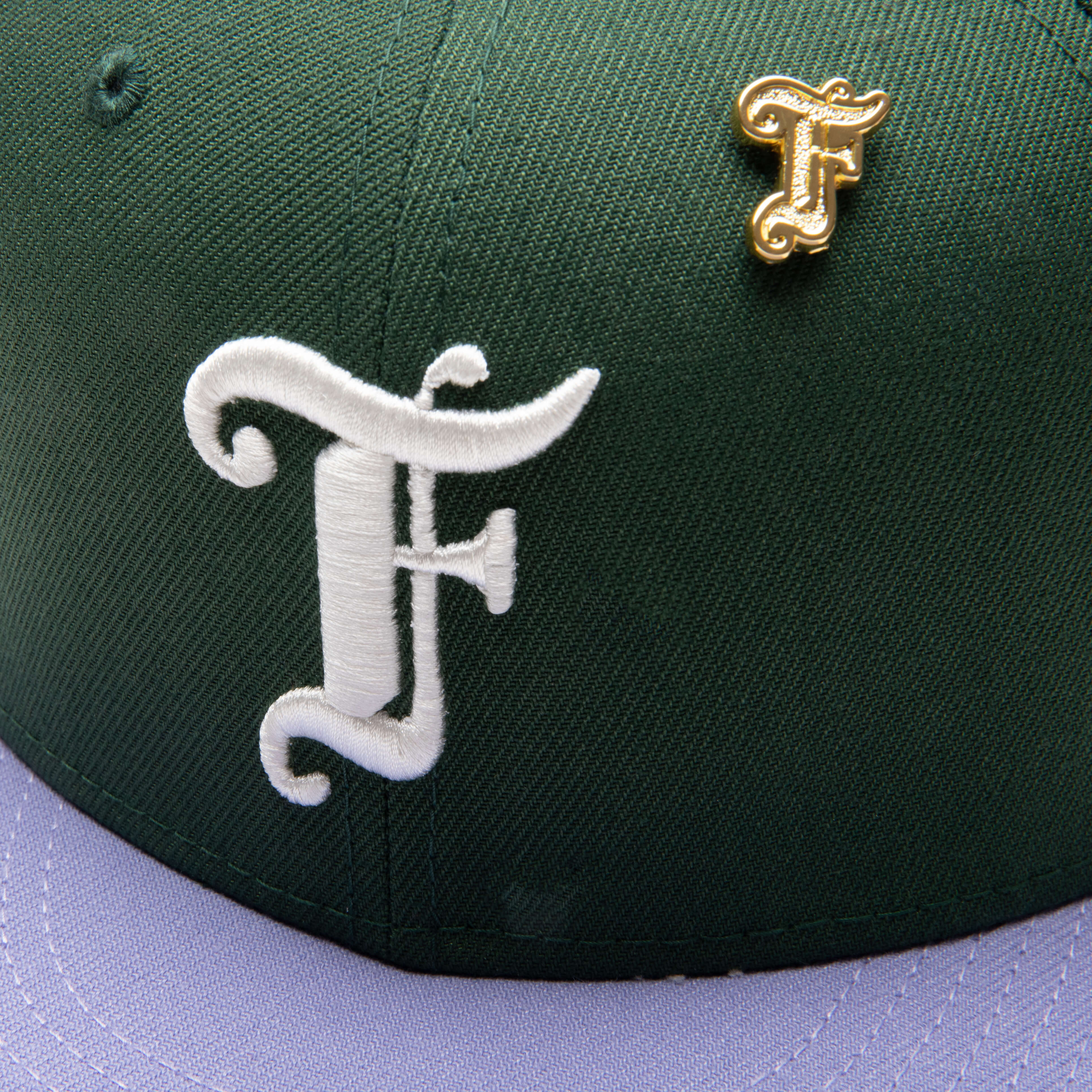 Feature x New Era Old English F Snapback Hat w/ Pin - Cilantro/Lavende
