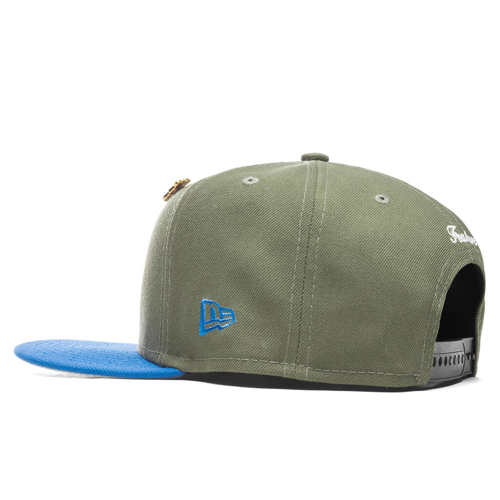 Feature x New Era Old English F Snapback Hat w/ Pin - Olive/Rainstorm