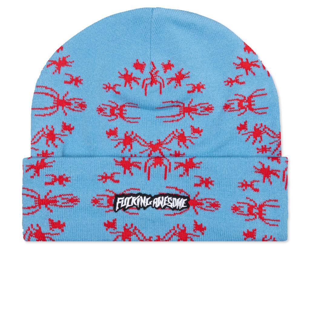 Spider Stamp Cuff Beanie - Light Blue – Feature