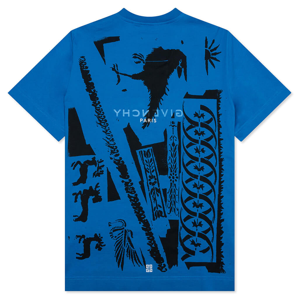Slim Fit Reversed Print T-Shirt - Bright Blue – Feature
