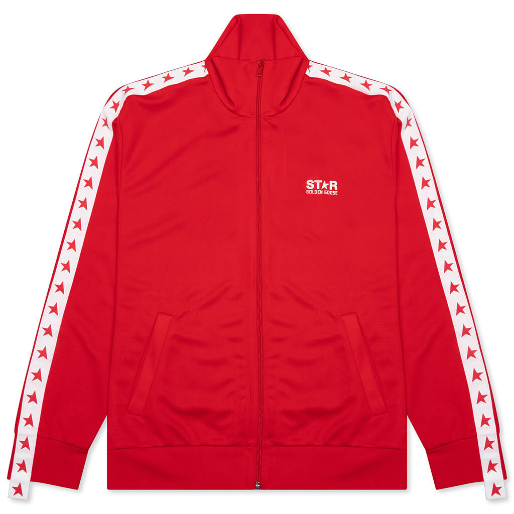 Star Zipped Track Jacket - Tango Red/White – Feature