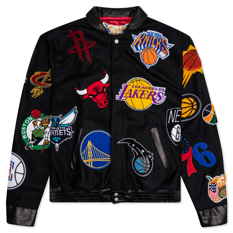 NBA Collage Wool & Leather Jacket - Black – Feature