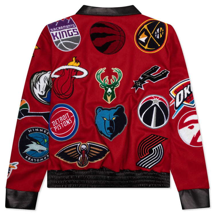 NBA Collage Wool & Leather Jacket - Red – Feature