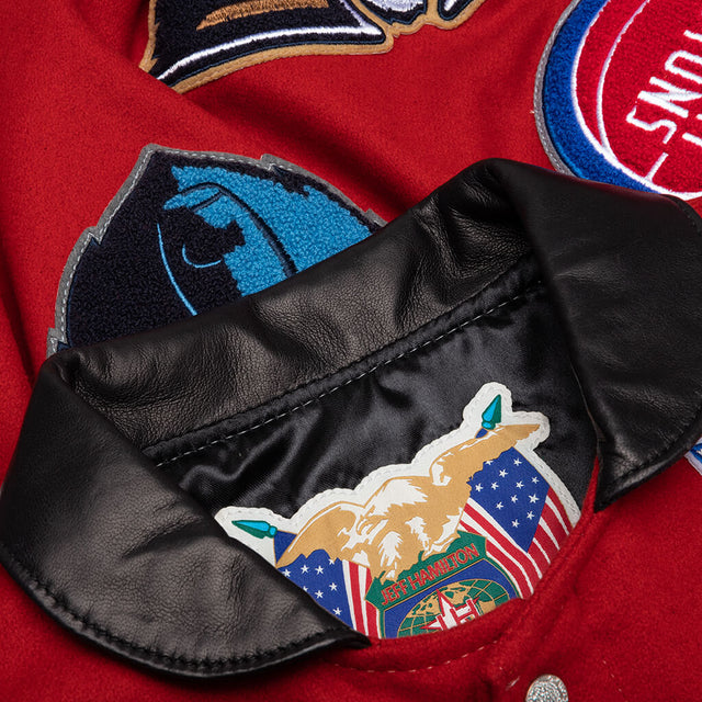 NBA Collage Wool & Leather Jacket - Red – Feature