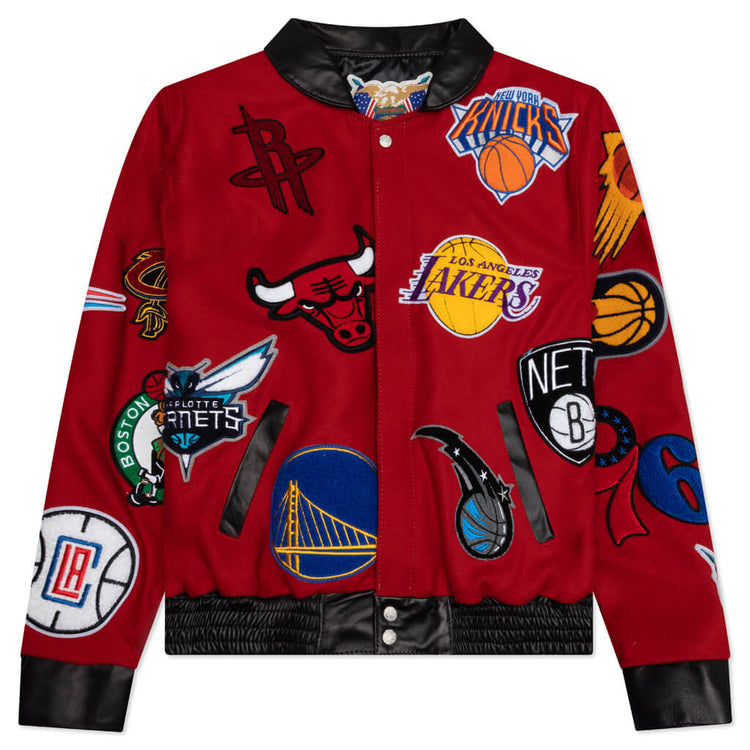 NBA Collage Wool & Leather Jacket - Red – Feature