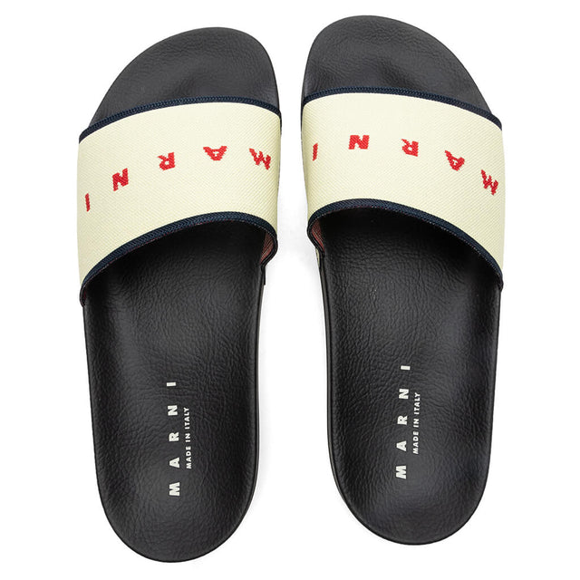 Rubber Slide - Ecru/Blue Black/Red – Feature