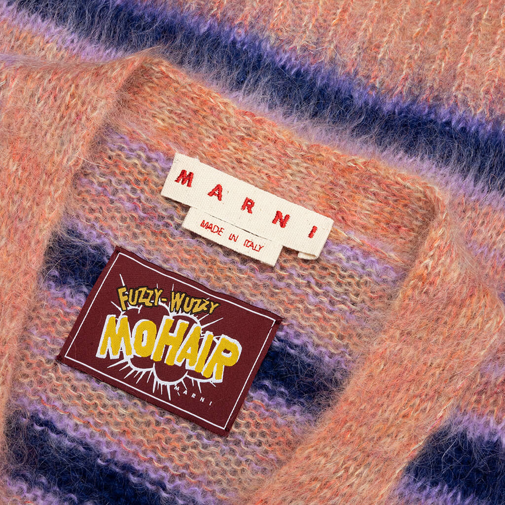 V-Neck Mohair Stripe Cardigan - Apricot – Feature