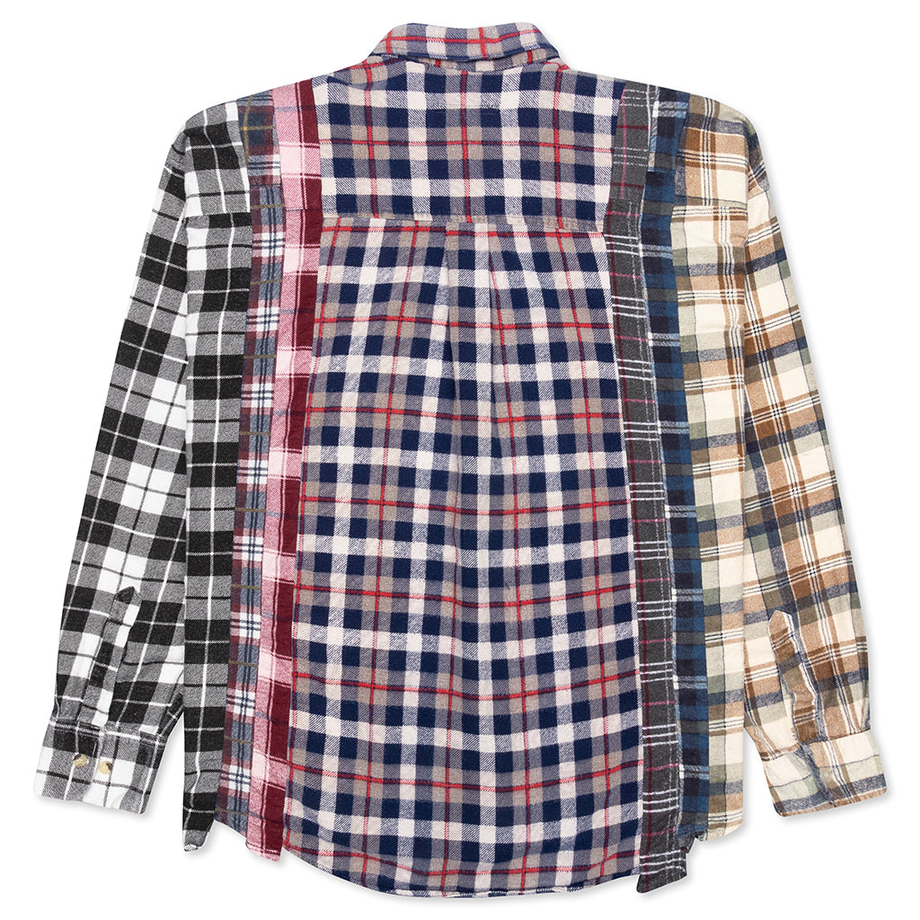 7 Cuts Wide Flannel Shirt - Stone/White – Feature