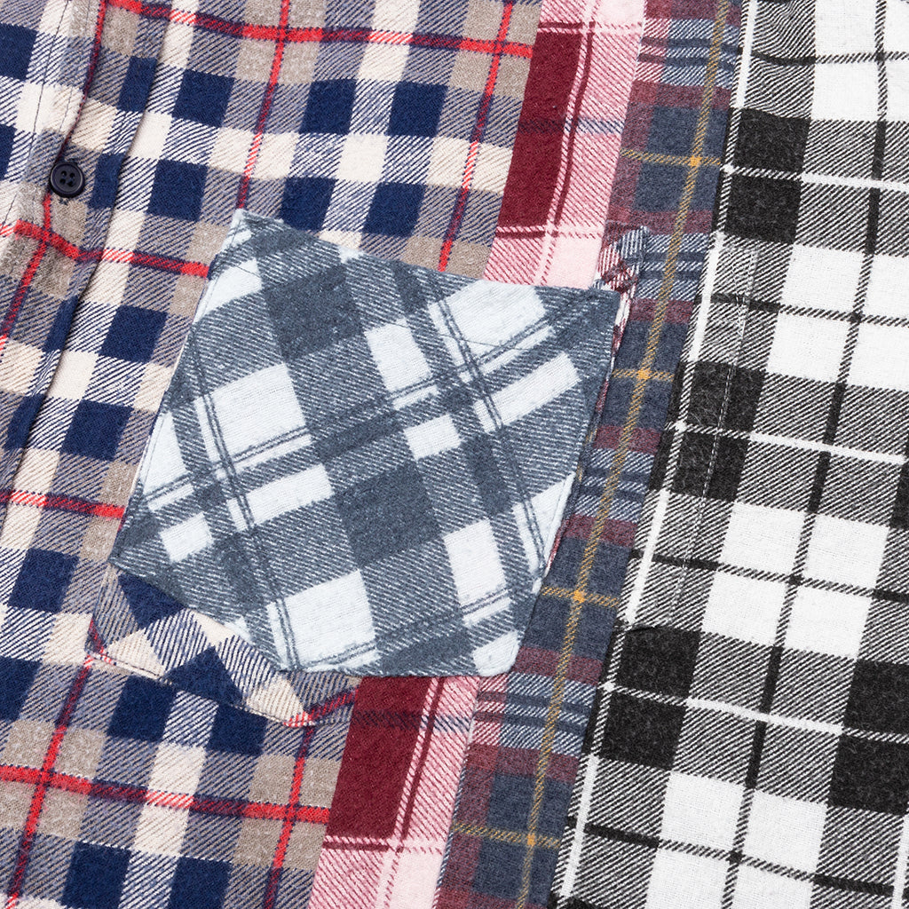 7 Cuts Wide Flannel Shirt - Stone/White – Feature