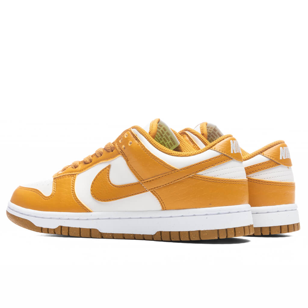 Women's Next Nature Dunk Low - Phantom/Gold Suede/White – Feature