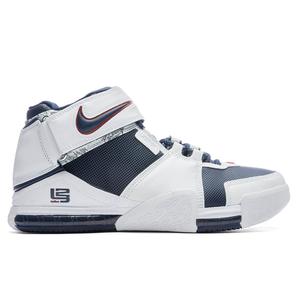 Zoom LeBron 2 - White/Midnight Navy/Varsity Crimson – Feature