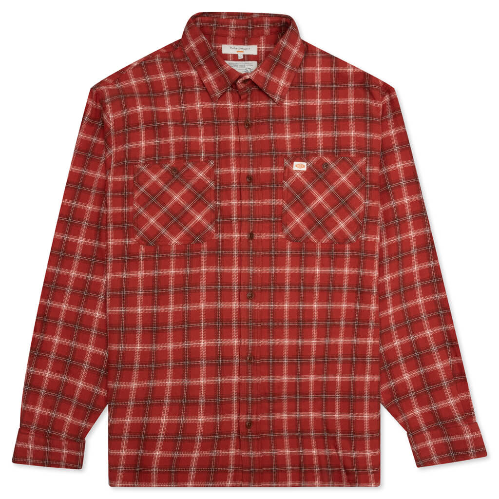 Filip Flannel Lumber Check - Poppy Red – Feature