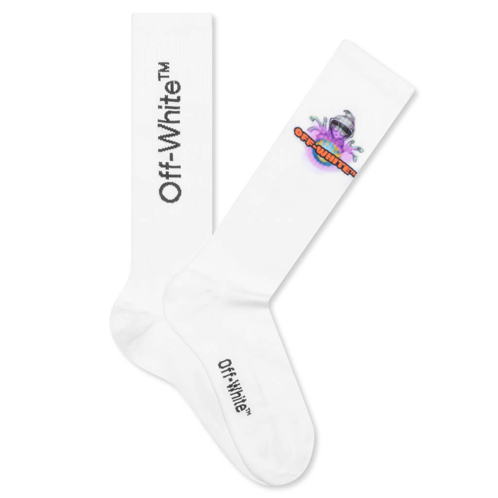Alien Spray Socks - White/Red – Feature