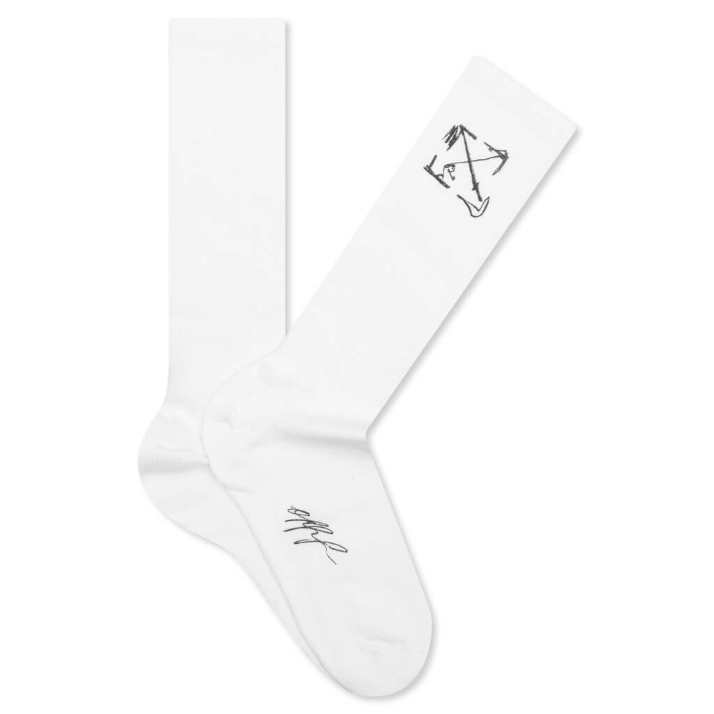 Scribble Arrow Socks - White/Black – Feature