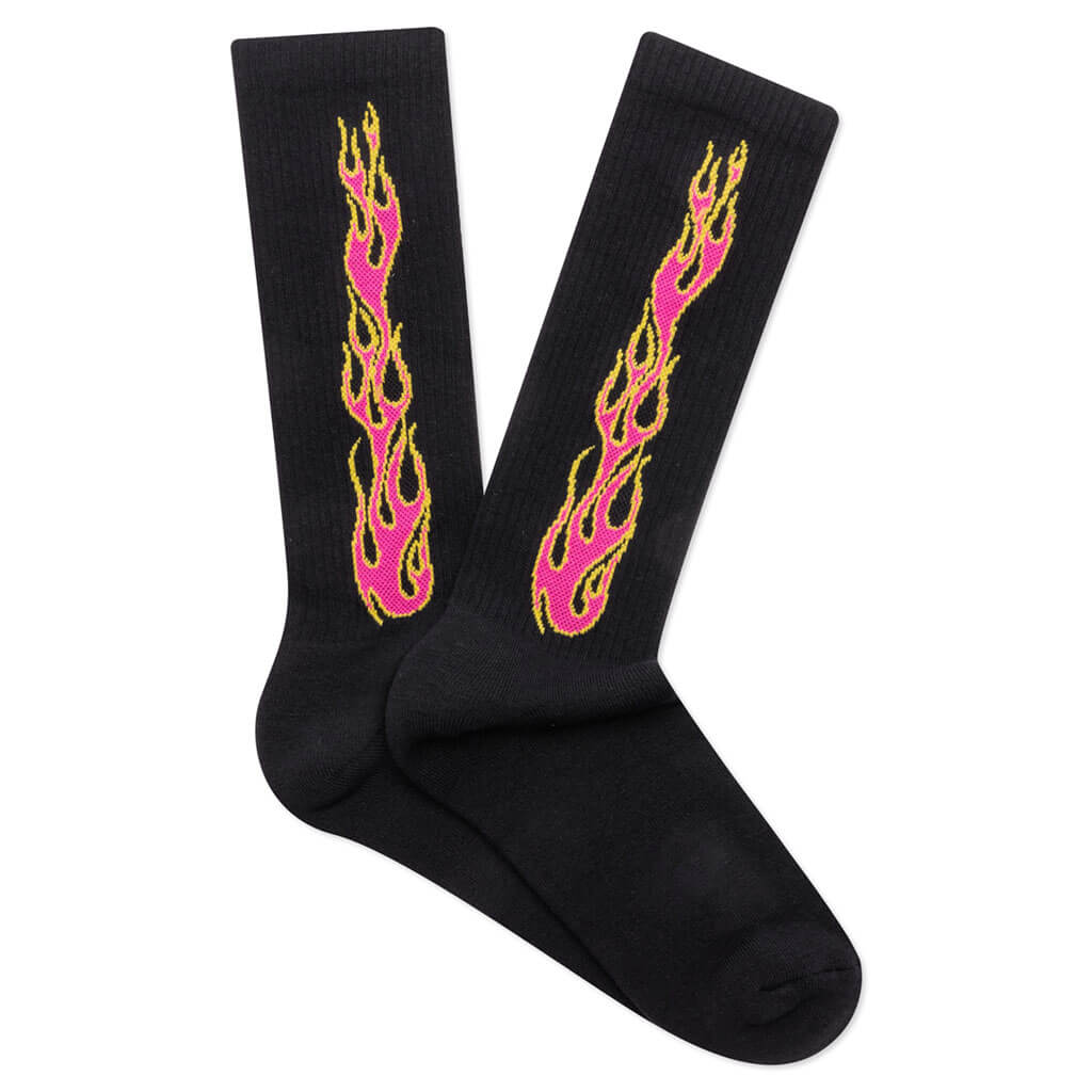 Flames Socks - Black/Fuchsia – Feature