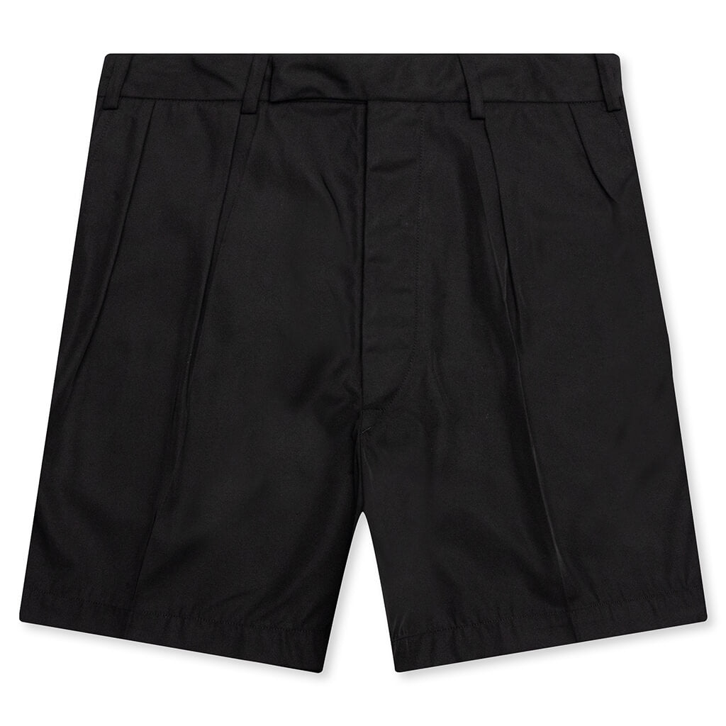 Wide Fit Mini Shorts with Double Pleats - Black – Feature
