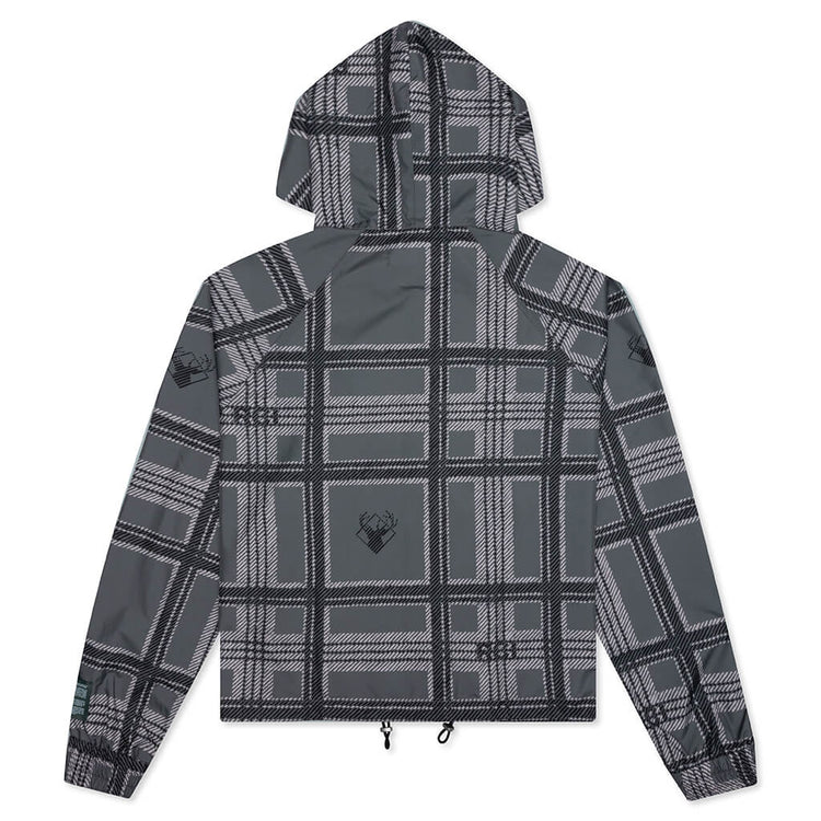 Plaid Ripstop Packable Hooded Jacket - Black – Feature