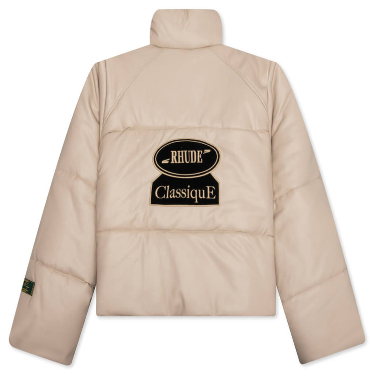 Embroidered Puffer Jacket - Tan – Feature