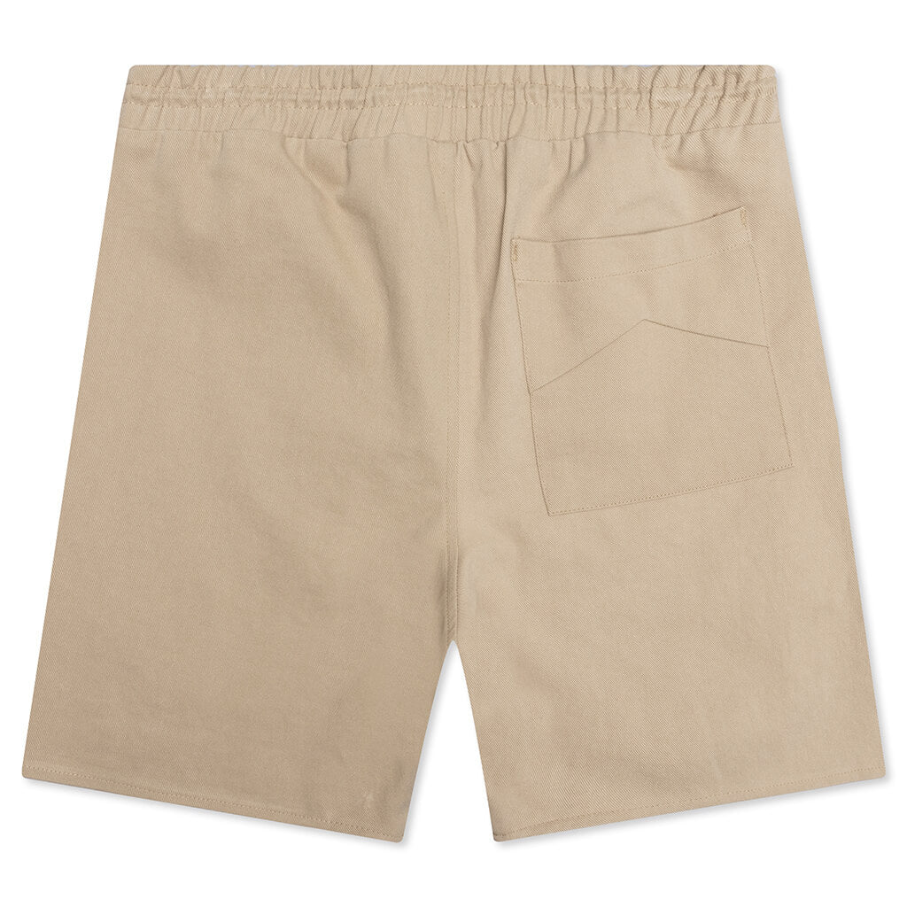 Embroidered Twill Logo Short - Tan – Feature