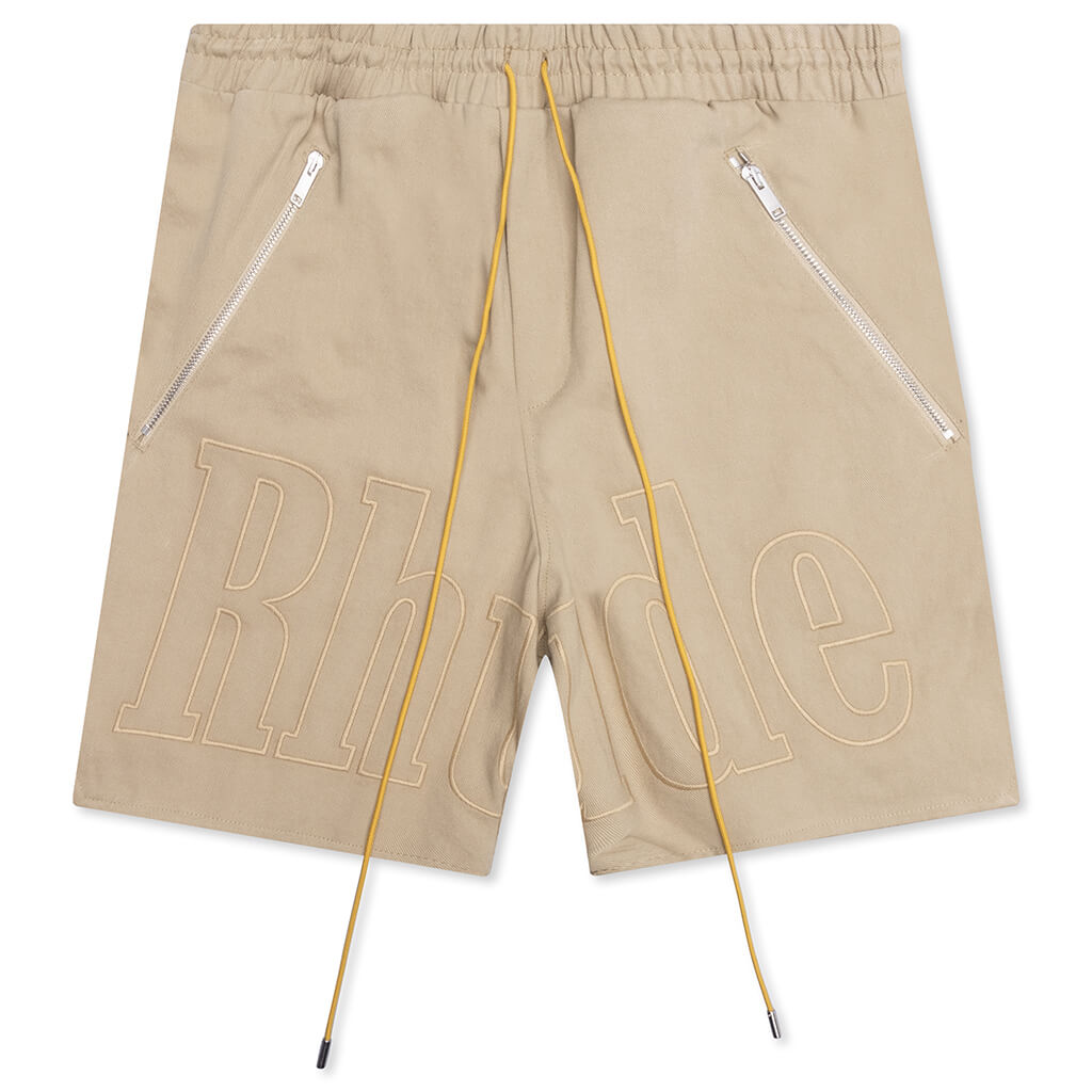 Embroidered Twill Logo Short - Tan – Feature