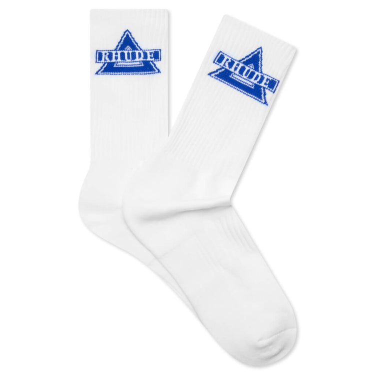 Triangle Logo Sock - White/Blue – Feature
