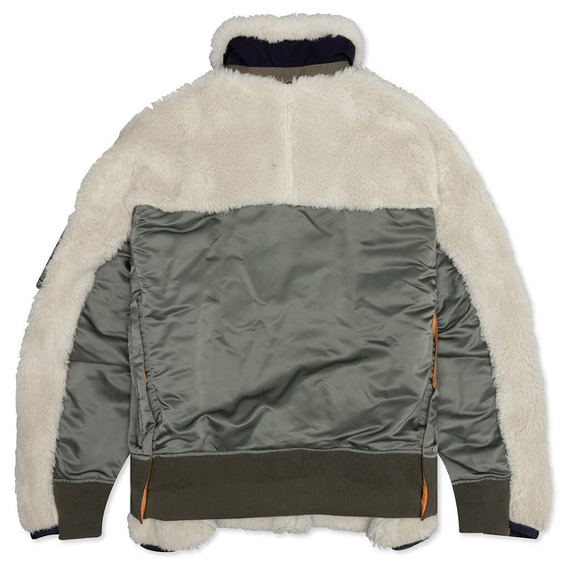 Faux Shearling Nylon Twill Blouson - Ecru – Feature