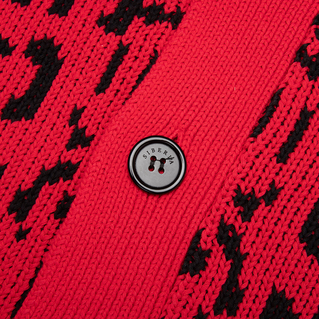 Leopard Cardigan Sweater - Red – Feature