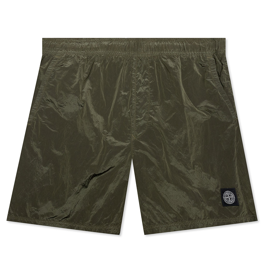 Nylon Metal Swim Trunks B0943 - Olive – Feature
