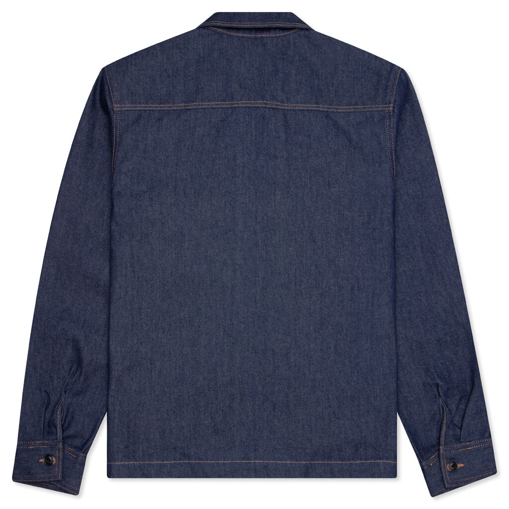 Denim Zip Up Work Shirt - Indigo – Feature