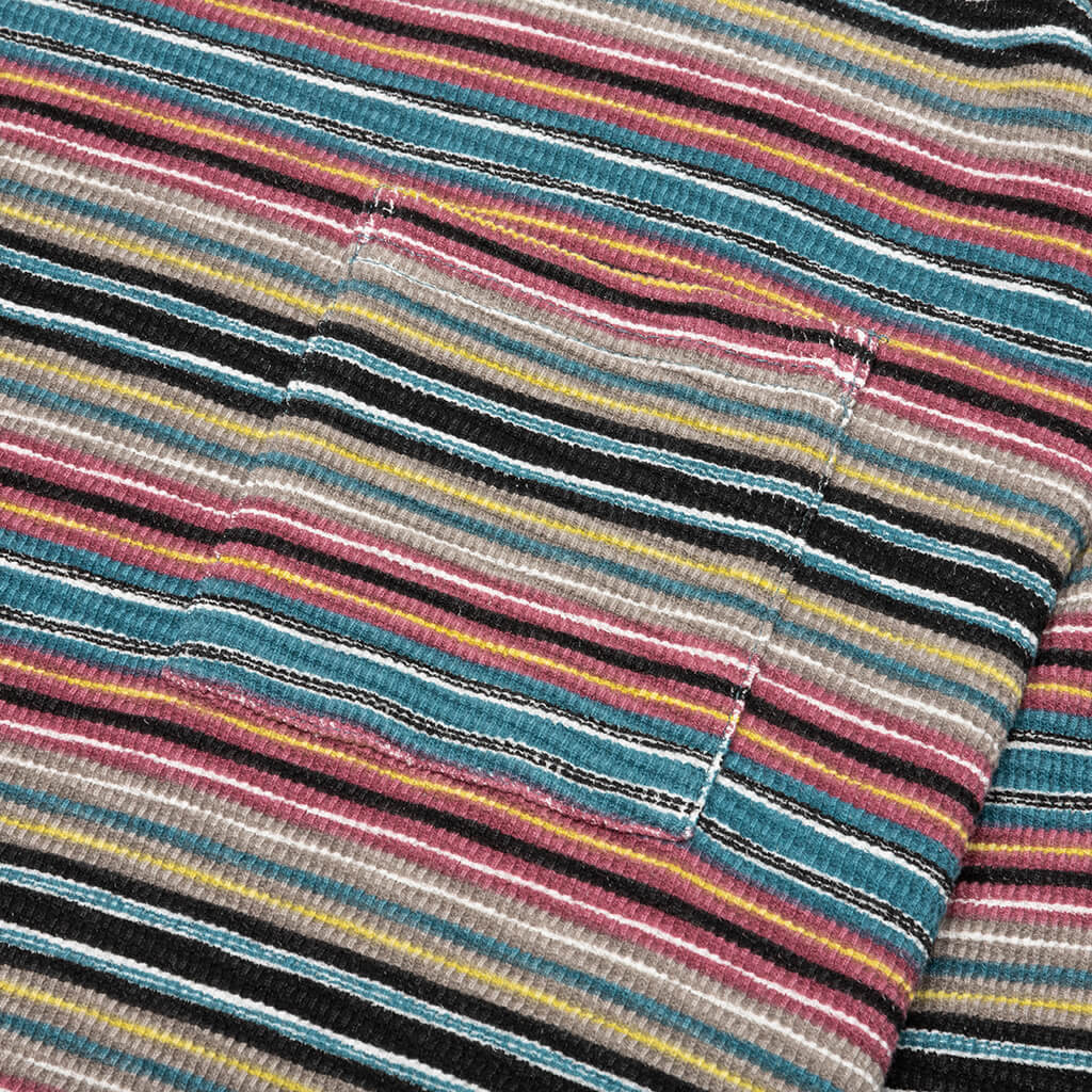 Printed Multi Stripe L/S Crew - Khaki – Feature