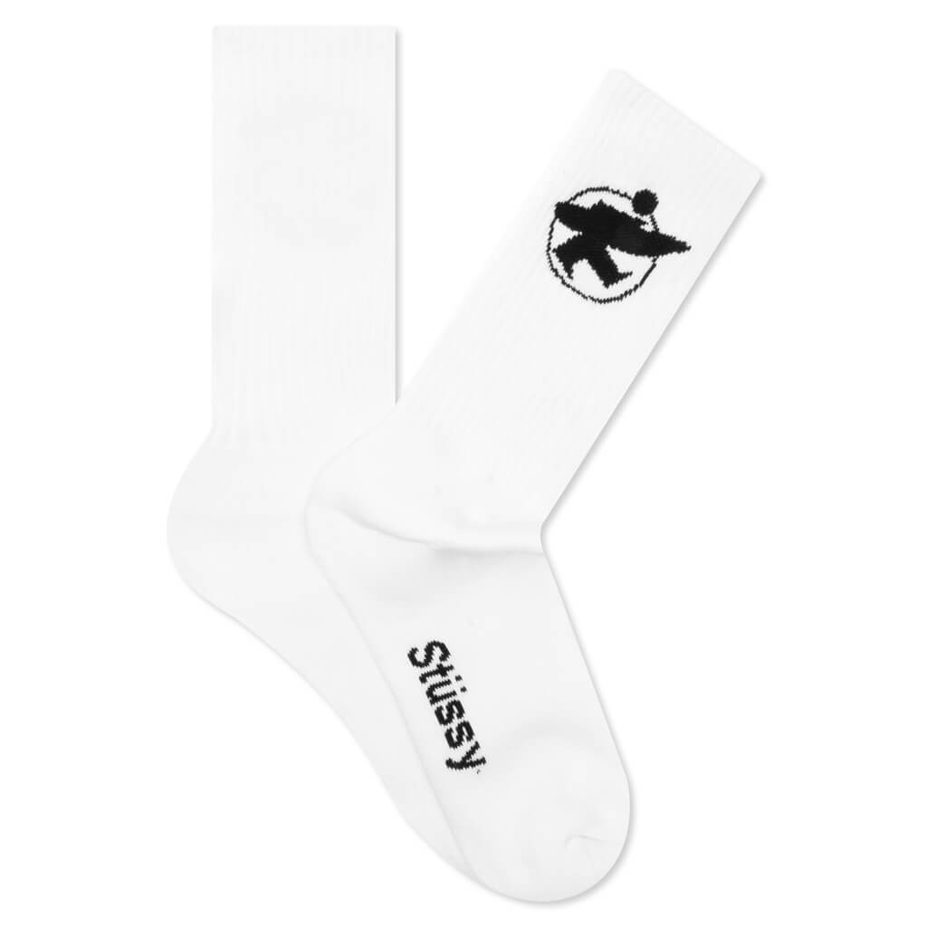 Surfman Crew Socks - White/Black – Feature