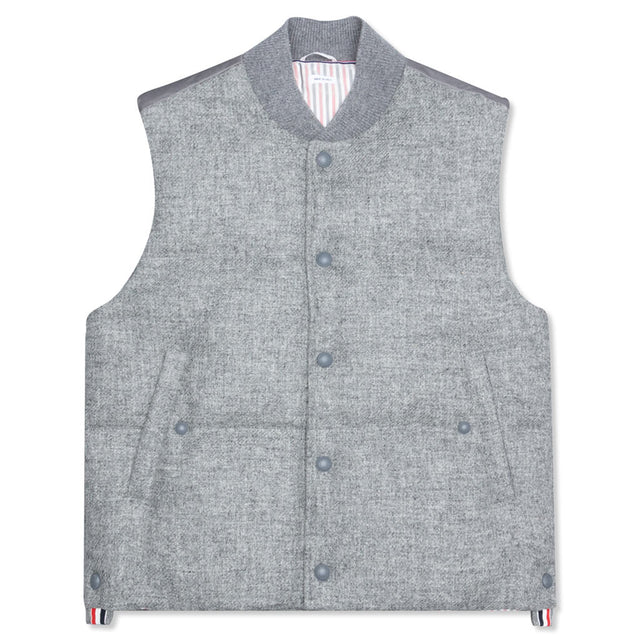 Downfilled Snap Front Vest - Light Grey – Feature