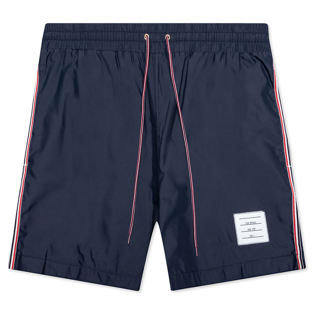 Drawcord Waist Swim Short w/ Solid Swim Tech - Navy – Feature