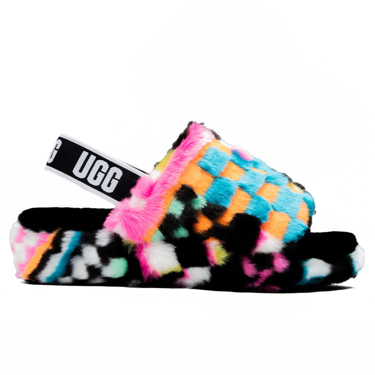 Women's Fluff Yeah Checks Slide - Black/Multi – Feature