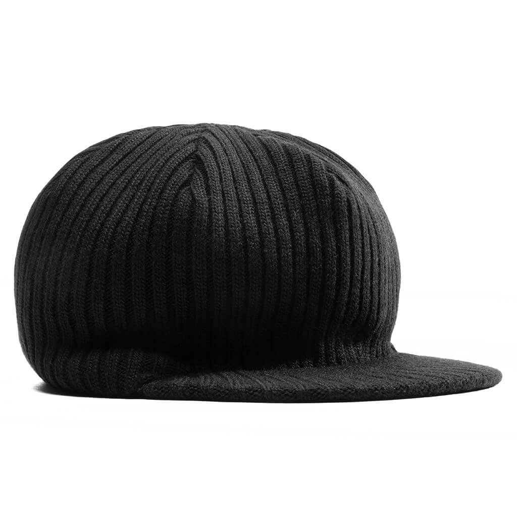 Ribbed Knit Bakerboy Cap - Black – Feature