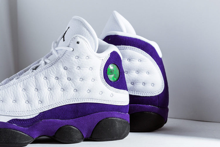 Air 13 Retro Youth - White/Black/Court Purple/University Gold – Feature