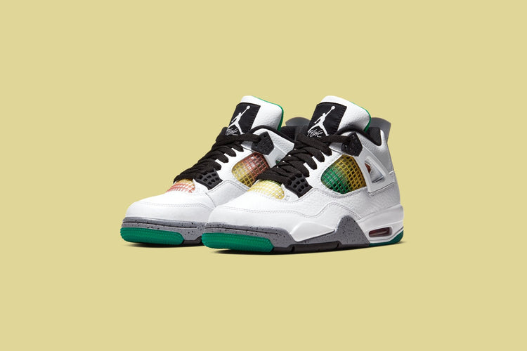 Women's Air Jordan 4 Retro "Rasta" - White/University Red/Lucid Green ...