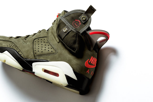 Air 6 Retro TS SP - Medium Olive/Infrared Black Sail – Feature