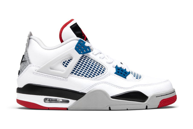 Air IV Retro "What the" - White/Military Blue/Fire Red – Feature