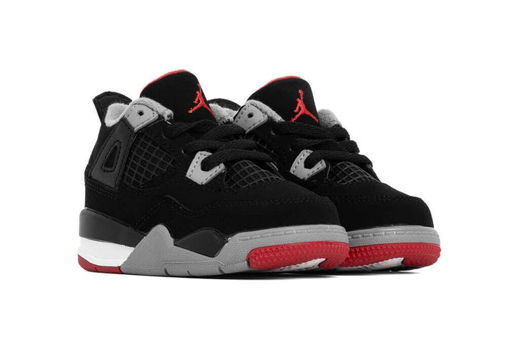Air 4 Retro (TD) "Bred" - Black/Fire Red-Cement Grey – Feature