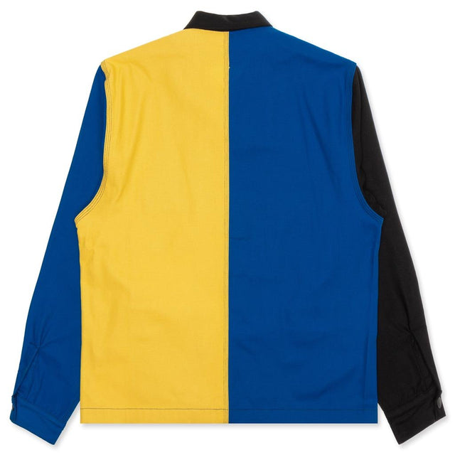 Colorblocked Canvas Chore Coat - Yellow/Blue/Black – Feature