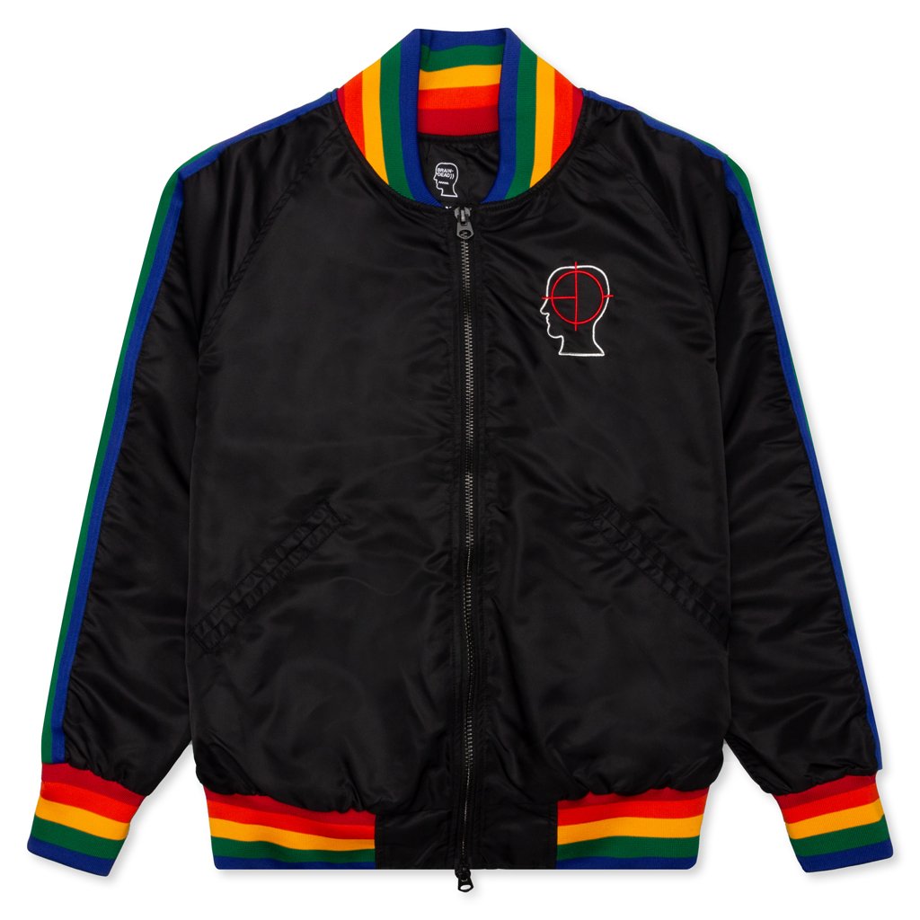 Records Embroidered Satin Club Jacket - Black – Feature