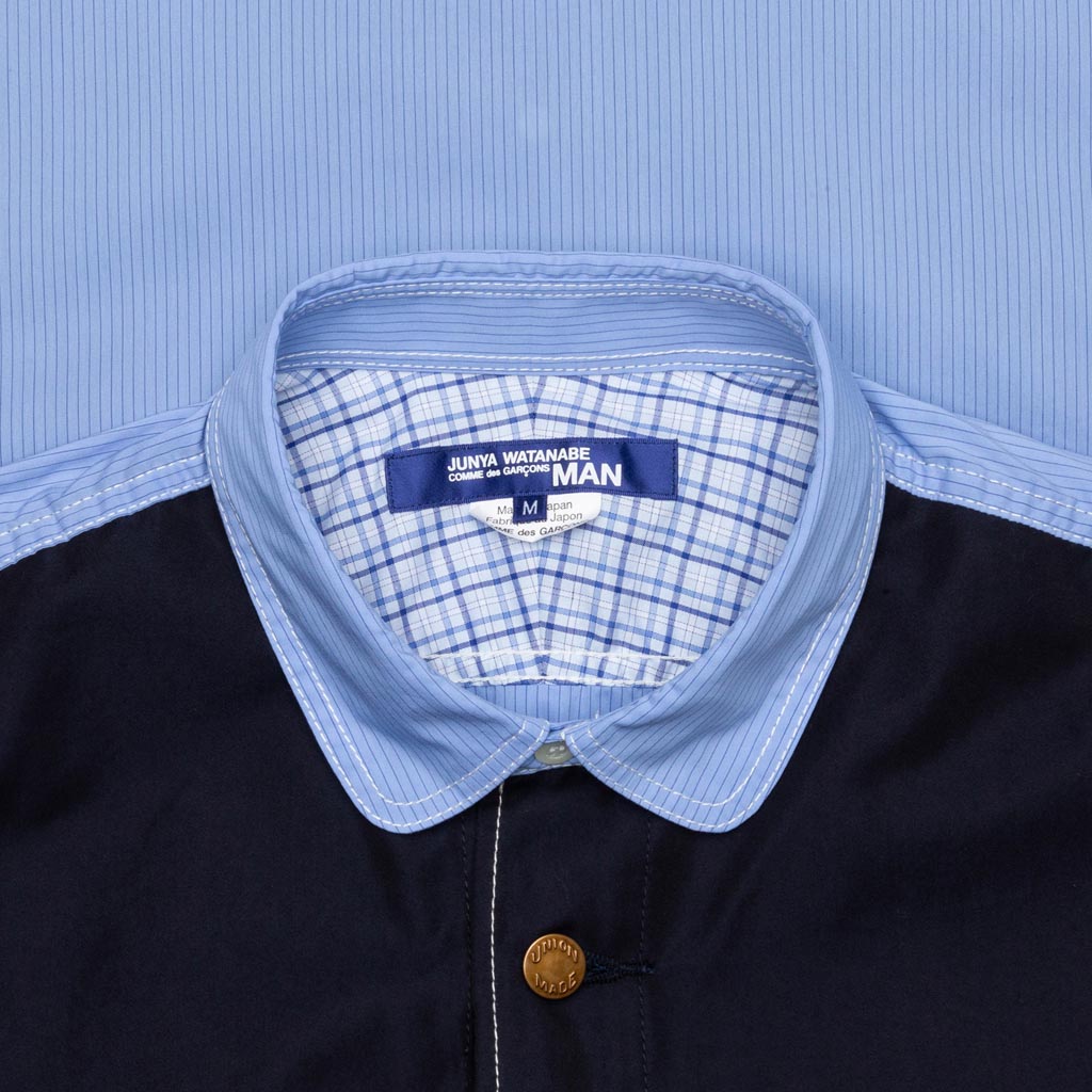 Mixed Fabric Shirt - Blue/Navy – Feature