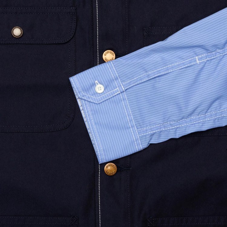 Mixed Fabric Shirt - Blue/Navy – Feature